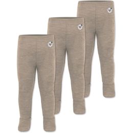 Normani Outdoor Sports 3er Pack Baby Merino Hose mit F&uuml;&szlig;en in Beige | Gr.: 86