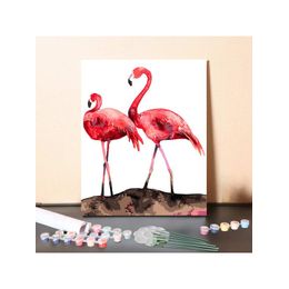 ARTNANAS DIY Malen nach Zahlen Set-"Flamingo Paar" | Gr.: 30x40cm mit Keilrahmen nicht ges