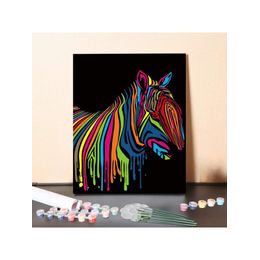 ARTNANAS DIY Malen nach Zahlen Set-"Buntes Zebra" | Gr.: 40x50 ohne Rahmen