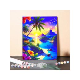 ARTNANAS DIY Malen nach Zahlen Set-"Tropischer Sonnenuntergang" | Gr.: 40x50 ohne Rahmen