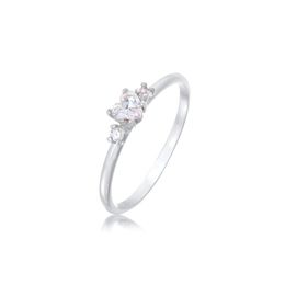 Elli Ring 925 Sterling Silber Herz in Wei&szlig; | Gr.: 56