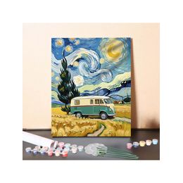 ARTNANAS DIY Malen nach Zahlen Set-"Camping unter Sternenhimmel" | Gr.: 30x40cm mit Keilrahmen nicht ges