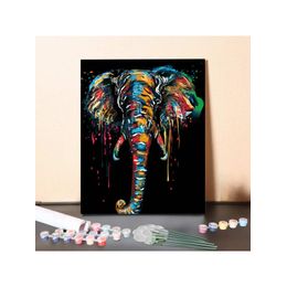 ARTNANAS DIY Malen nach Zahlen Set-"Farbenfroher Elefant" | Gr.: 30x40 mit Rahmen