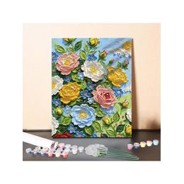 ARTNANAS DIY Malen nach Zahlen Set-"Farbenfroher Rosenbusch" | Gr.: 40x50cm mit Keilrahmen nicht ges