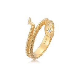 Elli Ring 925 Sterling Silber Schlange in Gold | Gr.: 52