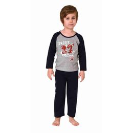 Normann Kleinkinder langarm Schlafanzug Pyjama Front print - 77780 in grau | Gr.: 92
