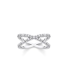 Thomas Sabo Ring Kugeln Mit Wei&szlig;en Steinen Silber in silber, wei&szlig; | Gr.: 52