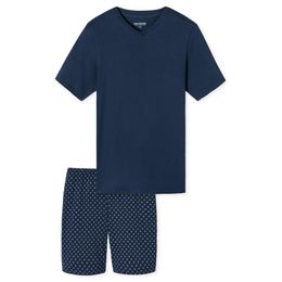Schiesser Pyjama Schlafanzug kurz - Casual Essentials in Admiral | Gr.: 58