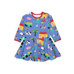 Toby tiger Skater Kleid mit Bauernhof Print in blau | Gr.: 104