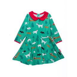 Toby tiger Skater Kleid mit "Christmas Dog" Applikation in gr&uuml;n | Gr.: 122