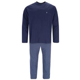 Hajo Schlafanzug Premium Cotton in Marine | Gr.: 48
