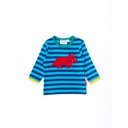 Toby tiger Langarmshirt mit Triceratops Applikation in blau | Gr.: 86