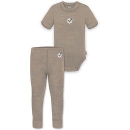 Normani Outdoor Sports Baby Merino Kurzarmbody &bdquo;Tihoi" und Hose &bdquo;Tutira" in Beige | Gr.: 56