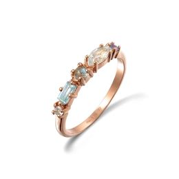 Elli Ring 925 Sterling Silber Oval, Viereck in Rosegold | Gr.: 52