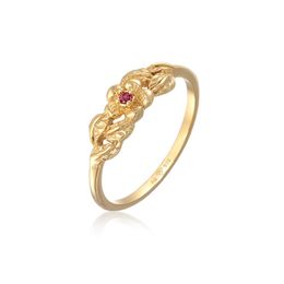 Elli Ring 925 Sterling Silber Blatt, Blume in Gold | Gr.: 56