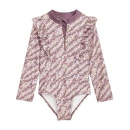 Playshoes Badeanzug "Uv-Schutz Badeanzug Bl&uuml;mchen Langarm" in Lila | Gr.: 98/104