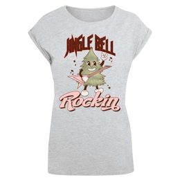F4NT4STIC Extended Shoulder T-Shirt Jingle Bell Rocking Weihnachten Tree in grau meliert | Gr.: XL