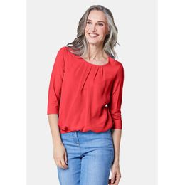 GOLDNER Kurzgr&ouml;&szlig;e: Blusenshirt Chiffon-Shirt mit 3/4-Arm, Rundhals in rot | Gr.: 22