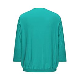 GOLDNER Kurzgr&ouml;&szlig;e: Chiffon-Shirt mit 3/4-Arm, Rundhals in smaragdgr&uuml;n | Gr.: 23