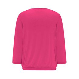 GOLDNER Kurzgr&ouml;&szlig;e: Chiffon-Shirt mit 3/4-Arm, Rundhals in pink | Gr.: 26