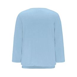 GOLDNER Kurzgr&ouml;&szlig;e: Chiffon-Shirt mit 3/4-Arm, Rundhals in bleu | Gr.: 24
