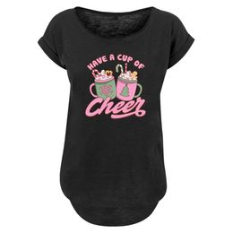 F4NT4STIC Long Cut T-Shirt Have a Cup of Cheer Weihnachten in schwarz | Gr.: XXL