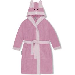 Normani Kinder Bademantel aus Bio-Baumwolle Malia in Rosa / Alpaka | Gr.: 146/152