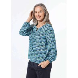 GOLDNER Kurzgr&ouml;&szlig;e: Druckbluse Druckbluse aus reiner Viskose in marine / gemustert | Gr.: 21