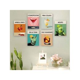 ARTNANAS Mini Malen nach Zahlen 4er/6er Set-"Cocktails Pop Art" | Gr.: 15x15-cm Set ohne Rahmen