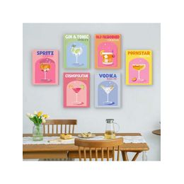 ARTNANAS Mini Malen nach Zahlen 4er/6er Set-"Cocktails bunt" | Gr.: 15x15-cm Set ohne Rahmen