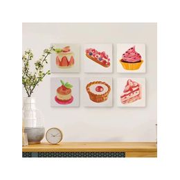 ARTNANAS Mini Malen nach Zahlen 4er/6er Set-"Dessert" | Gr.: 15x15-CM 4er Set mit Rahmen