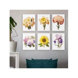 ARTNANAS Mini Malen nach Zahlen 4er/6er Set-"Blumen 2" | Gr.: 15x15-CM 4er Set mit Rahmen