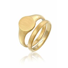 Kuzzoi Ring 925 Sterling Silber Siegelring, Ring Set in Gold | Gr.: 54