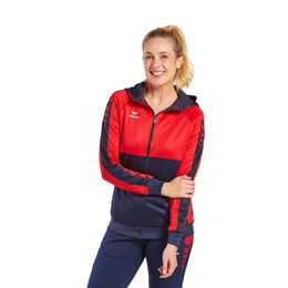 Erima Damen Six Wings Trainingsjacke mit Kapuze in new navy/rot | Gr.: 40