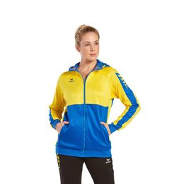 Erima Damen Six Wings Trainingsjacke mit Kapuze in new royal/gelb | Gr.: 42
