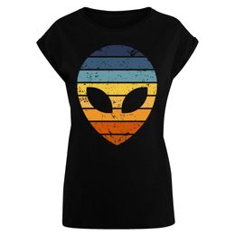F4NT4STIC Extended Shoulder T-Shirt Alien Sonnenuntergang Retro in schwarz | Gr.: S