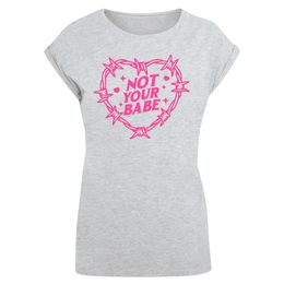 F4NT4STIC T-Shirt Unabh&auml;ngige Frau Not Your Babe Frauentag in grau meliert | Gr.: 4XL