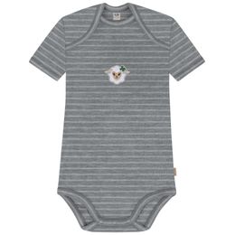 Normani Outdoor Sports Baby Merino Body Kurzarm Tauranga in Grau gestreift | Gr.: 80