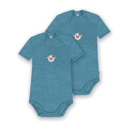Normani Outdoor Sports 2er Set Baby Merino Body Kurzarm Tauranga in Blau | Gr.: 62