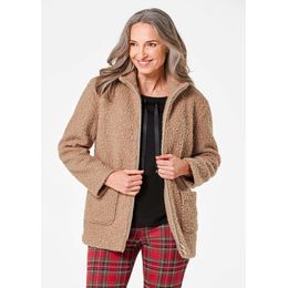 GOLDNER Kurzgr&ouml;&szlig;e: Stilvolle Kurzjacke mit Stehkragen in camel | Gr.: 21
