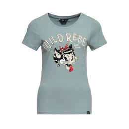Queen Kerosin Print T-Shirt Wild Rebel in gr&uuml;n | Gr.: XXL