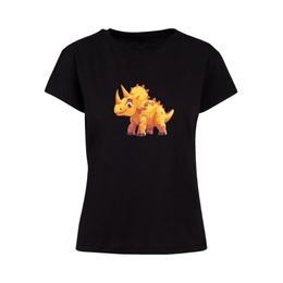 F4NT4STIC Box Tee Süßer Triceratops Dinosaurier in schwarz | Gr.: XL