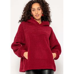 SASSYCLASSY Oversize Teddy Sweatshirt mit Kapuze in Weinrot | Gr.: M