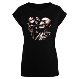 F4NT4STIC T-Shirt Niedliches Goth Skelett Herz Seifenblasen in schwarz | Gr.: M