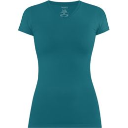 Normani Figurbetontes T-Shirt mit V-Ausschnitt Siena in Blau | Gr.: S