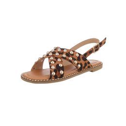 Ital-Design Sandale & Sandalette in Braun und Leo | Gr.: 38