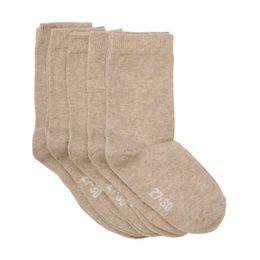 Minymo Kinder Socken "Ankle Sock Solid (5-Pack)" in Braun | Gr.: 19-22