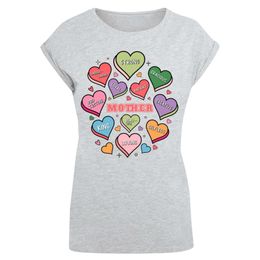 F4NT4STIC T-Shirt Muttertag Mama Herzen in grau meliert | Gr.: S