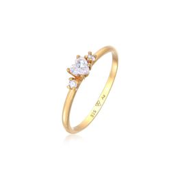 Elli Ring 925 Sterling Silber Herz in Gold | Gr.: 54