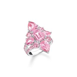 Thomas Sabo Cocktailring Mit Pinkfarbenen Steinen in silber, pink | Gr.: 56